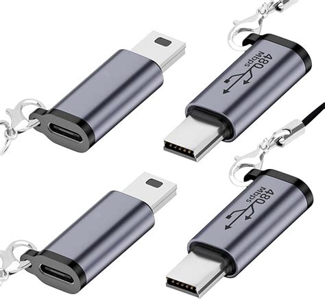 Seminer USB C To Mini USB Adapter Pack Type C Female To Mini USB Male Convert Connector