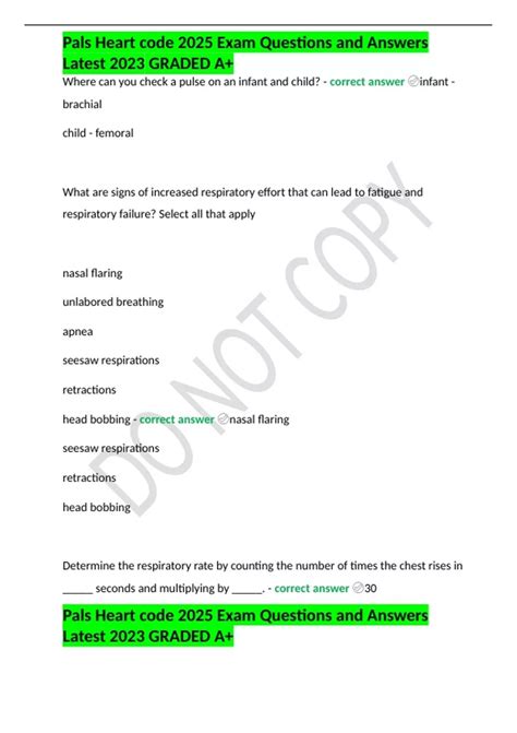 Pals Heart Code 2025 Exam Questions And Answers Latest 2023 Graded A Pals Heart Code 2025