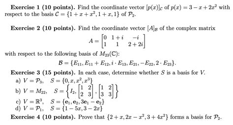 Solved Exercise 1 10 Points Find The Coordinate Vector