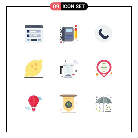 User Interface Pack Of 9 Basic Flat Colors Of Healthy Fruit Notebook Food Phone Editable Vector