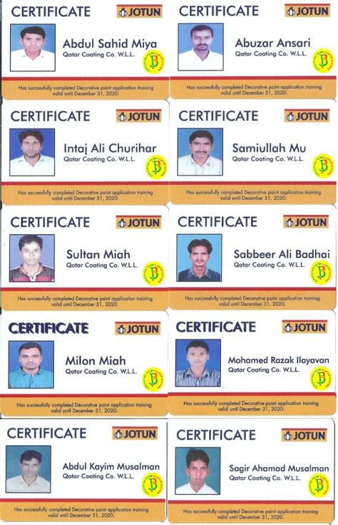 Qa Qc Certificate Qatar Coating Co And Suroor Baliyoor