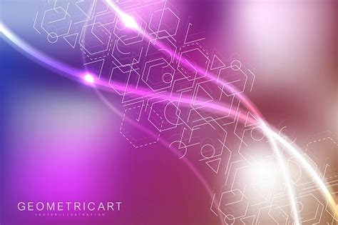 기하학적 추상 배경 연결된 라인 및 점입니다 분자 구조 및 통신 과학 및 기술 개념입니다 디자인에 대 한 웨이브 흐름 그래픽 배경입니다 벡터 일러스트 레이 션 0명에 대한