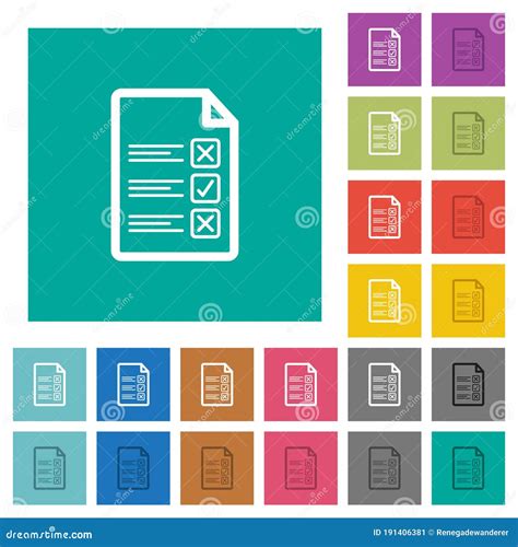 Questionnaire Document Square Flat Multi Colored Icons Stock Vector Illustration Of