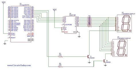 Interface 7 Segment Display To Avr Atmega32 Using Cd4511b Electronic Circuits And Diagrams