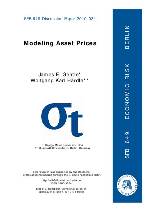 Pdf Modeling Asset Prices