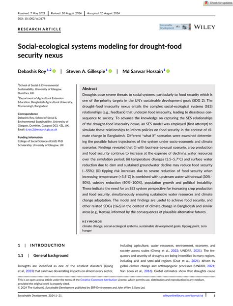 Pdf Social Ecological Systems Modeling For Drought Food Security Nexus