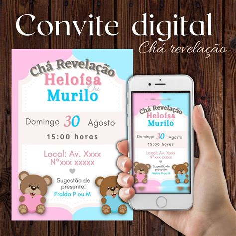 Convite digital Chá revelação Elo7 Produtos Especiais