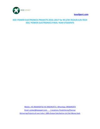 Ieee Power Electrincs Projects Titles Mtech PDF