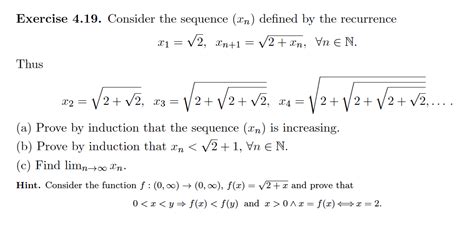 Solved Exercise 419 Consider The Sequence Xn Defined By
