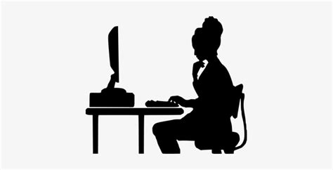 Programmer Computer Woman Support Person On Computer Silhouette