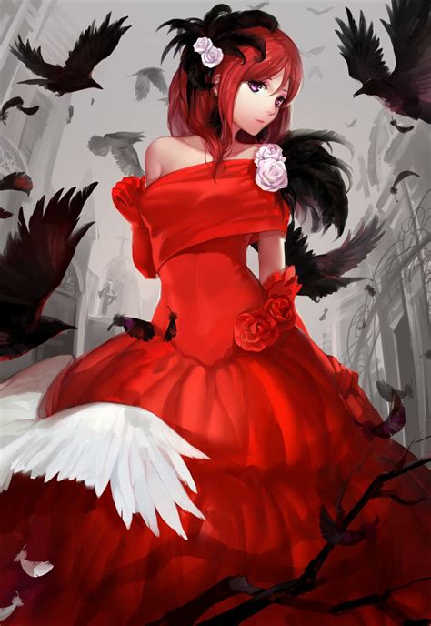 Beautiful Anime Girl In Red Dress At Jean Shinn Blog