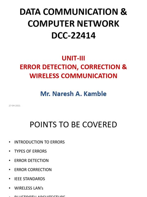 Chapter Iii Error Detection Correction And Wireless Communication Pdf Error Detection And