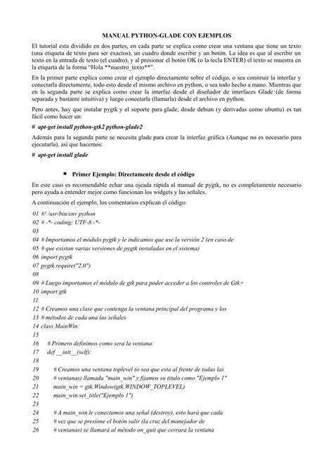 Pdf De Programación Manual Python Glade Con Ejemplos