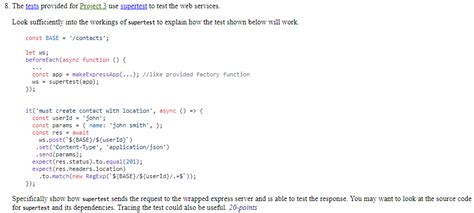 Solved The Tests Provided For Project Use Supertest To Chegg