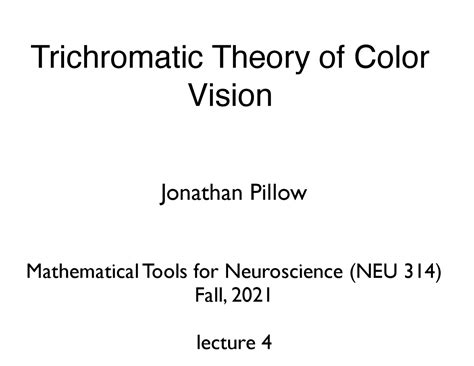 Trichromatic Theory Of Color Vision Summaries Linear Algebra Docsity