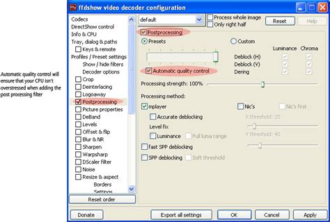 Setting Up Codecs Using FFDShow Windows Media Center Emby OFF