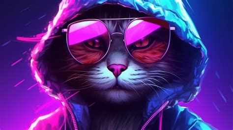 Premium Ai Image A Close Up Of A Cat Wearing Sunglasses And A Hoodie