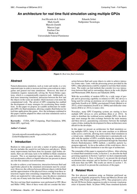 Pdf An Architecture For Real Time Fluid Simulation Using Multiple Gpus
