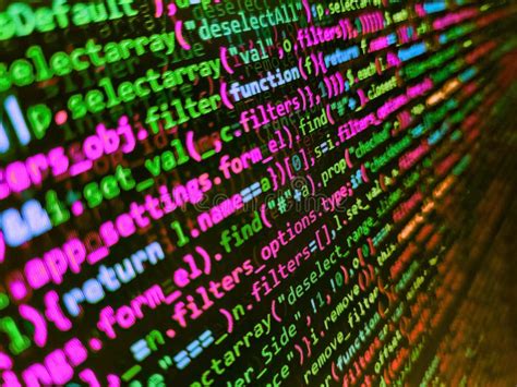 Monitor Closeup Of Function Source Code Software Abstract Background Concept Screen Of