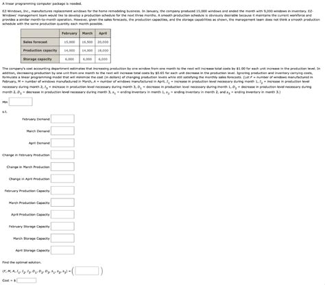 solved a linear programming computer package is needed