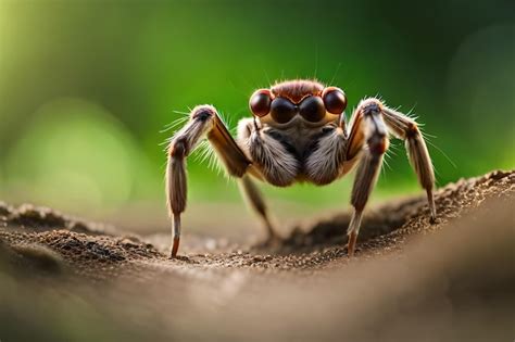 Premium Photo A Spider With A Red And Brown Face Is On A Piece Of Wood