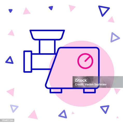 흰색 배경에 고립 된 라인 키친 고기 분쇄기 아이콘 다채로운 개요 개념 벡터 가루로 빻은에 대한 스톡 벡터 아트 및 기타 이미지