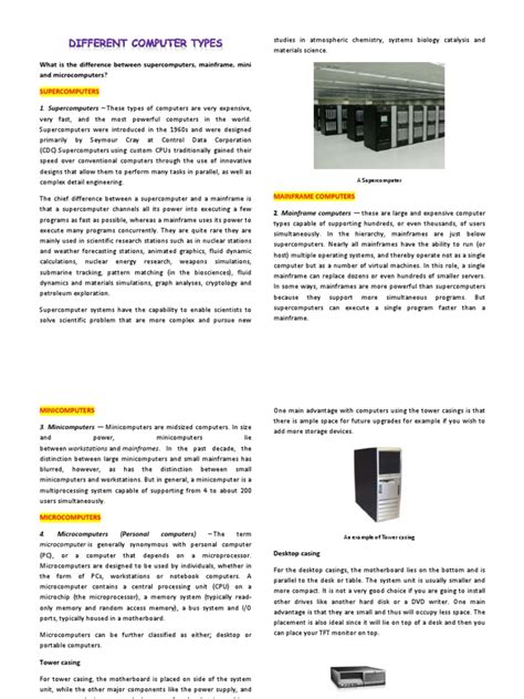 an in depth exploration of supercomputers mainframes minicomputers and microcomputers their