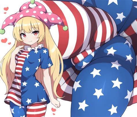 Rizento Clownpiece Touhou Highres 1girl American Flag American Flag Dress American Flag