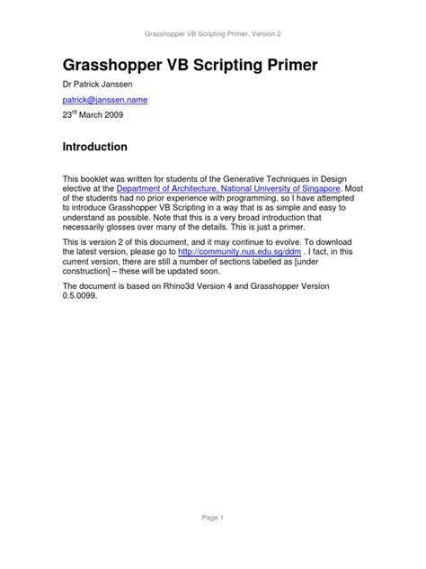 Grasshopper Vb Scripting 2 Pdf Parameter Computer Programming Constructor Object
