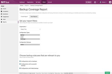 Feature Release Backup Coverage Report It Glue