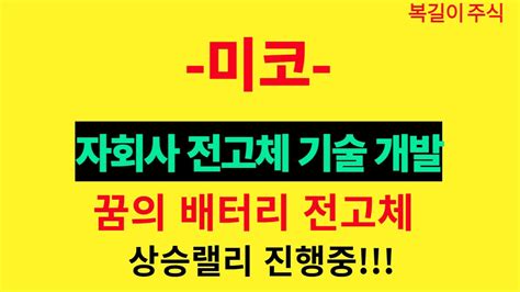 미코 자회사 미코파워 삼성과 전고체배터리 협업가능성 전고체 전해질 상용화 추진 기술개발 Youtube