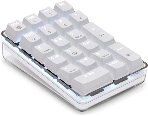 Mechanical Numeric Keypad GATERON Blue Switch Wired Gaming Keypad Crystal Case White Backlit