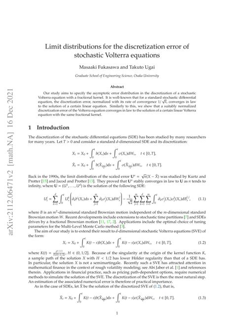Limit Distributions For The Discretization Error Of Stochastic Volterra Equations Deepai