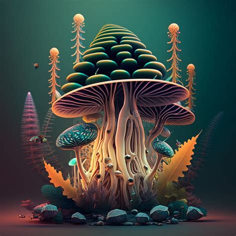 Science Giant Mushroom Glow Color Stock Image Image Of Forest Autumn