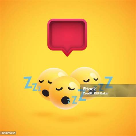 3d 스피치 버블 벡터 일러스트가 있는 높은 상세 한 노란색 이모티콘 그룹 낮에 대한 스톡 벡터 아트 및 기타 이미지 낮 낮잠 만화 Istock