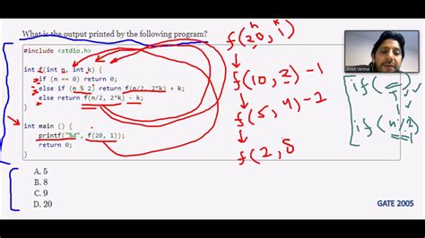 what is the output printed by the following program c c programming gate 2005 youtube