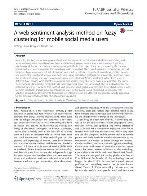 Pdf A Web Sentiment Analysis Method On Fuzzy Clustering For Mobile