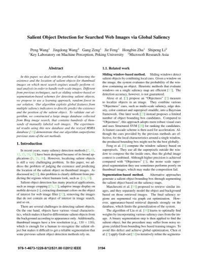 Salient Object Detection For Searched Web Images Via Ieee Xplore