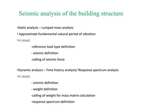 Ppt Dynamic Analysis Of Building Structurepptx