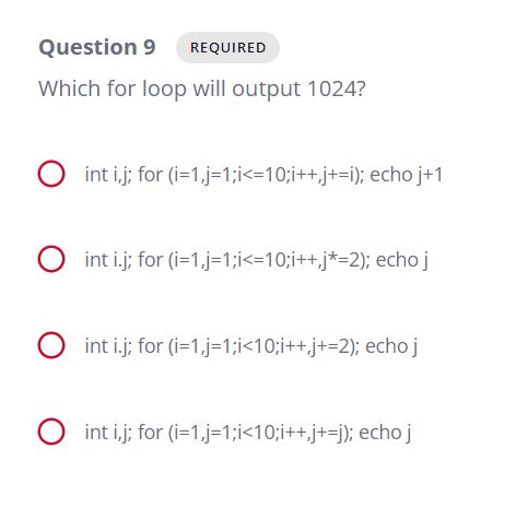 Solved Which For Loop Will Output Int I J For Chegg Com