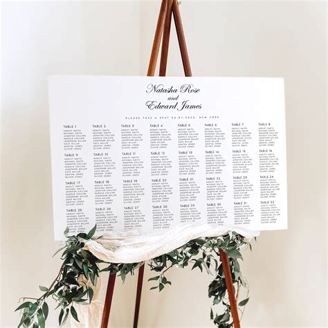 Classic Script Seating Chart Template Editable Instant Download Seating Plan Templett Digital