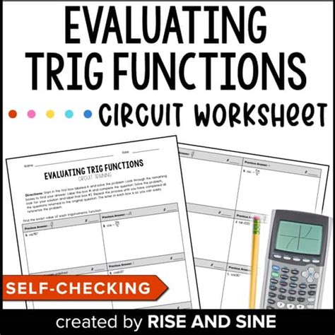 Evaluating Trig Functions Self Checking Circuit Worksheet Activity