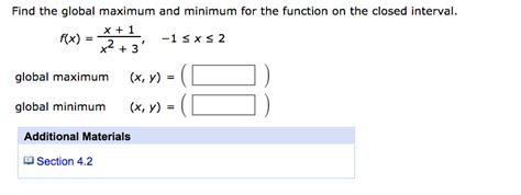 Solved Find The Global Maximum And Minimum For The Function Chegg