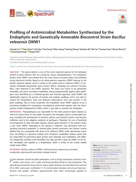 Pdf Profiling Of Antimicrobial Metabolites Synthesized By The