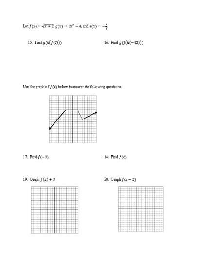 Function Operations Quiz With Answer Key Tpt