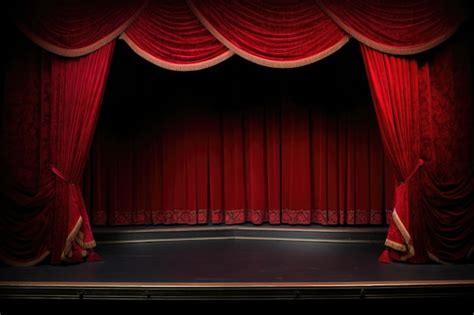 Premium Photo Side View Of Open Proscenium Stage With Red Curtains