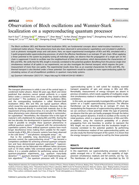 Pdf Observation Of Bloch Oscillations And Wannier Stark Localization On A Superconducting