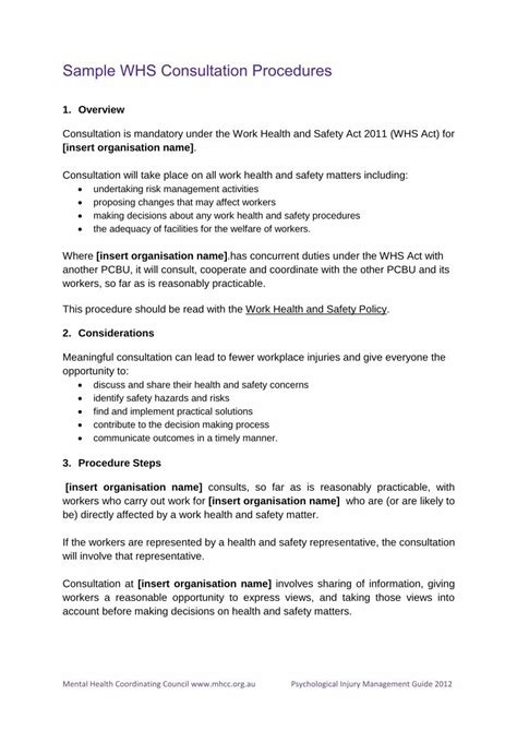 Pdf Sample Whs Consultation Procedures Au Sample Whs Consultation