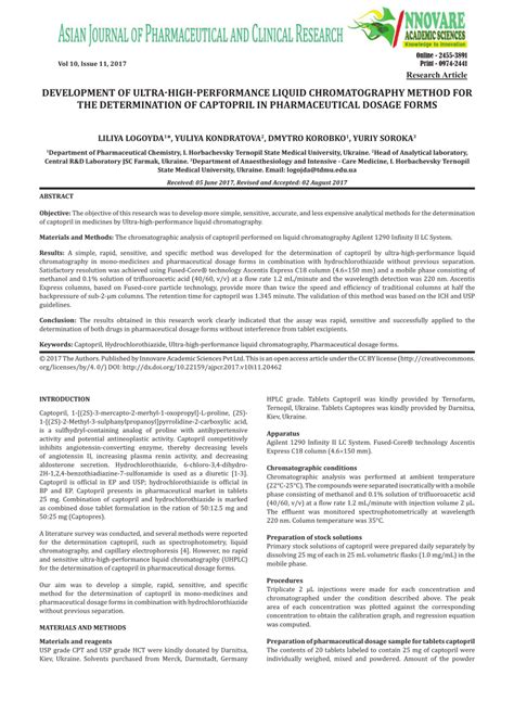 Pdf Development Of Ultra High Performance Liquid Chromatography Method For The Determination