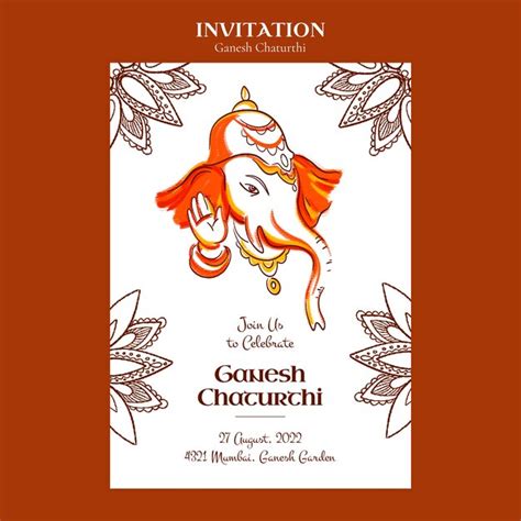 Free Psd Flat Design Ganesh Chaturthi Template